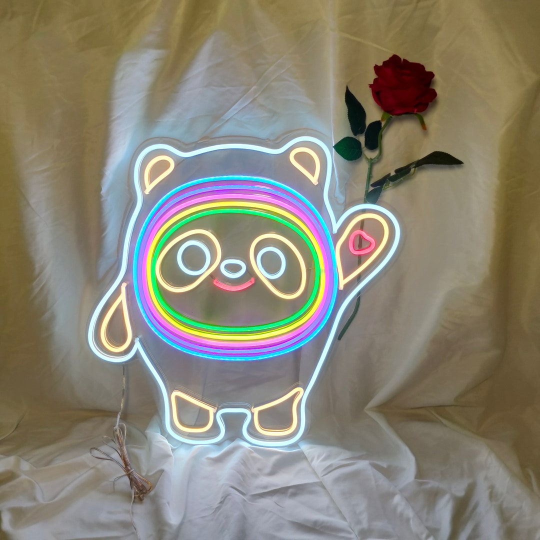 Custom Neon Signs Lights Anime the Panda Cartoon Birthday Present Room ...