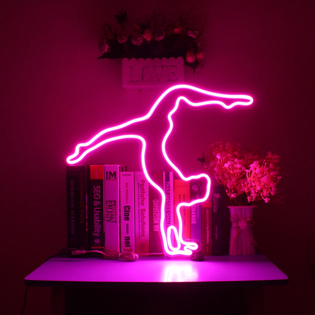 Jumping Custom Neon Sign Sexy Womans Bar Silhouette Decoration