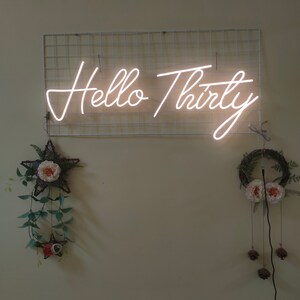 Hello Thirty Neon Sign Custom 30th Birthday Neon Sign Art Wall Decor ...
