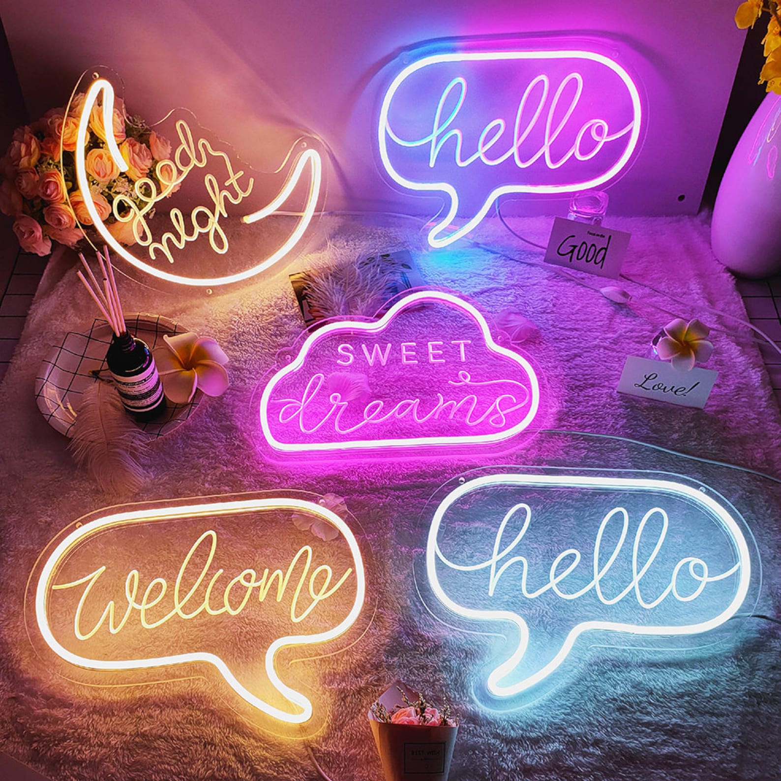 Neon Signs Mini Neon Sign Bedroom Custom Name Quate Kids Heart Small ...