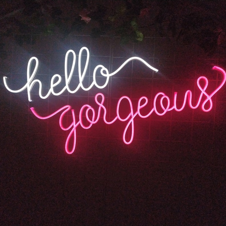 Hello Gorgeous Neon Signs Light Custom Bar Home Makeup Logo Wedding ...