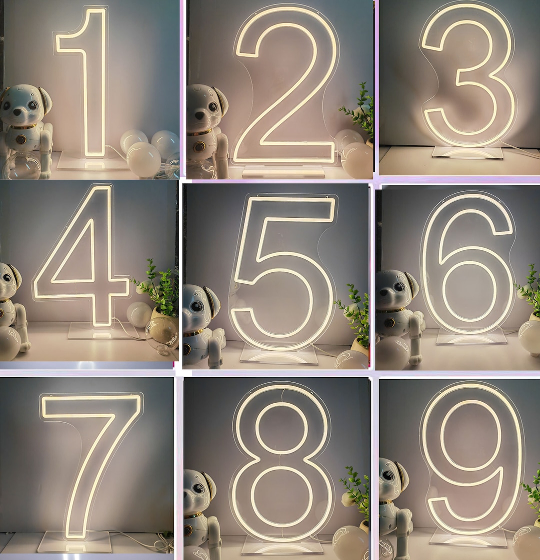 Neon Signs Custom | Neon Sign Number 0-9 | Neon Sign Wall Decor | Neon ...