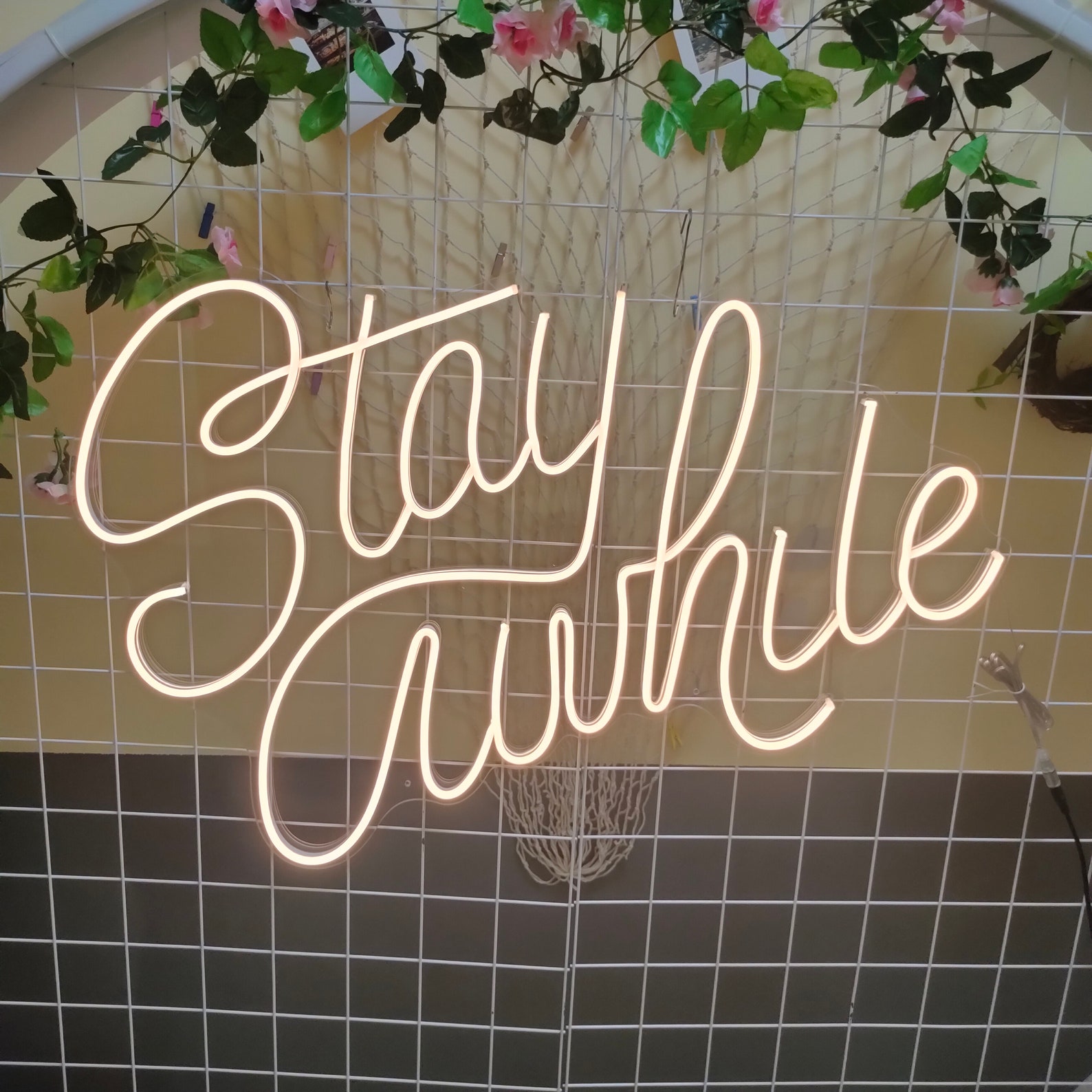 Custom Neon Sign Stay A While Neon Sign Neon Wedding Custom - Etsy