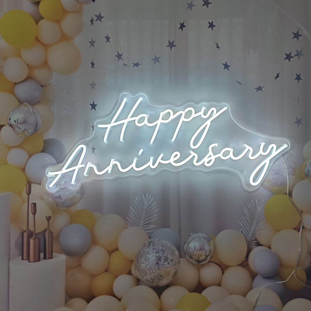 Custom Neon Sign | Happy Anniversary Neon Sign | Neon Led Sign | Night ...