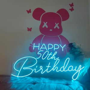 Neon Sign Happy Birthday Custom Neon Sign 50th Birthday Neon Sign Wall ...