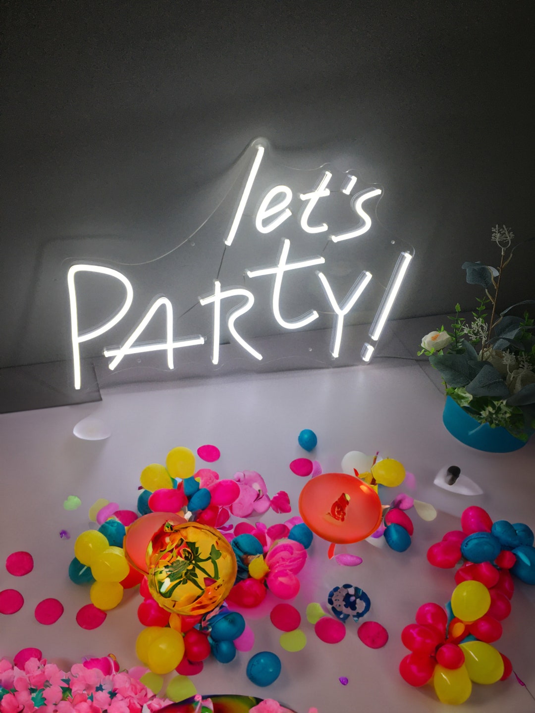 Neon Signs Custom | Neon Sign Let's Party | Neon Wedding Sign | Neon ...