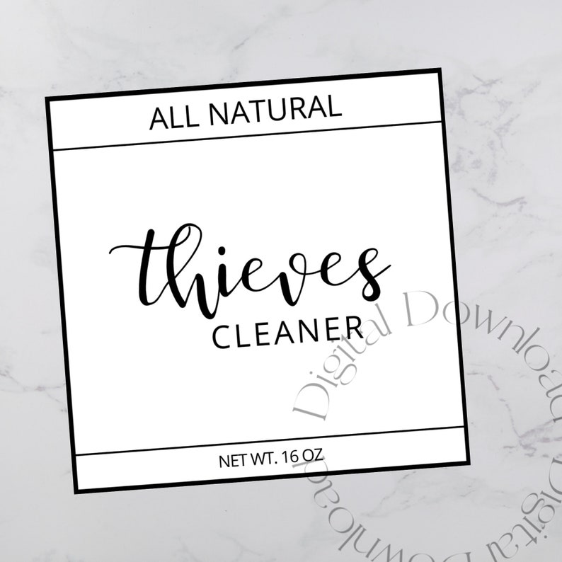 Thieves Cleaner Label, Printable, Minimalist, 3x3, Sticker, Young ...