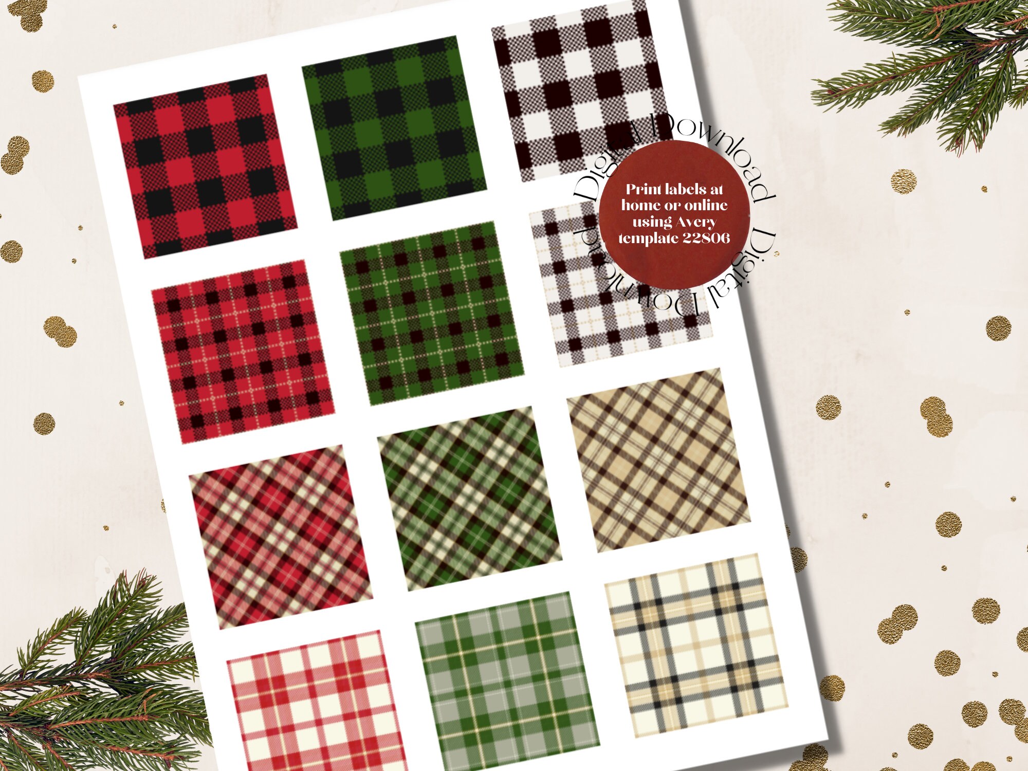 Set of 12 Buffalo Check Plaid Labels for Rollerballs & Bottles ...