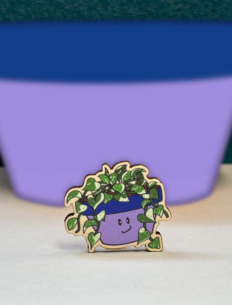 Plant Pot Pal Wooden Pin Badge | House Plants | Indoor Plants - Etsy UK