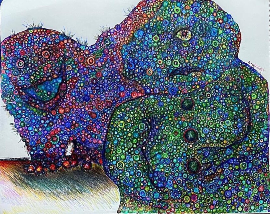 Colorful Art Print, Happy and Grumpy, Fantasy Creatures, Relational Art ...