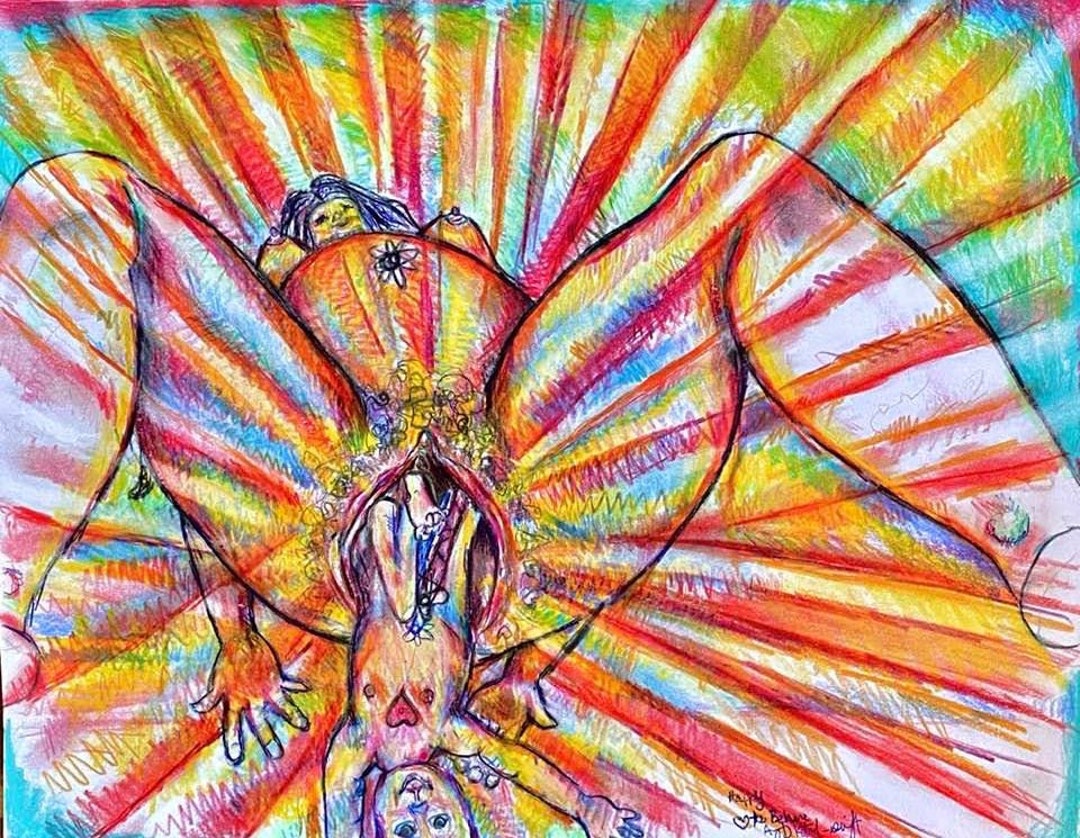 Color Pencil Drawing, Original Art, Woman Giving Birth to Baby, Happy ...