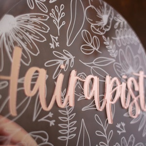 Hairapist Sign Hair Stylist Sign Rose Gold Sign Custom Acrylic Wall ...
