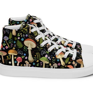 Mushroom Shoes Men's High Top Sneakers Aesthetic Goblincore Cottagecore ...