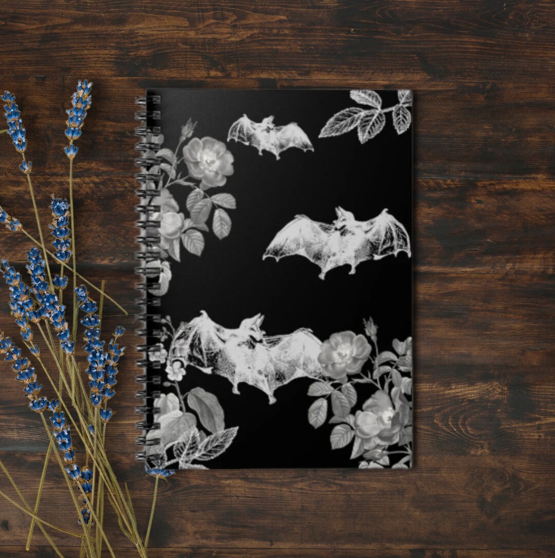 Gothic Bat Notebook Goth Notebook Goblincore Bats Vintage Illustration ...