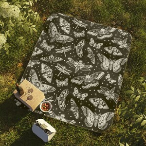 Goth Moths Picnic Blanket Witchy Picnic Blanket Gothic Picnic Blanket ...