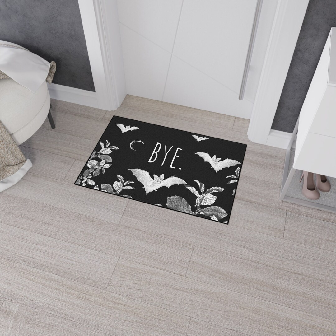 Bye welcome Mat Bats and Moon Witchy Welcome Mat - Etsy