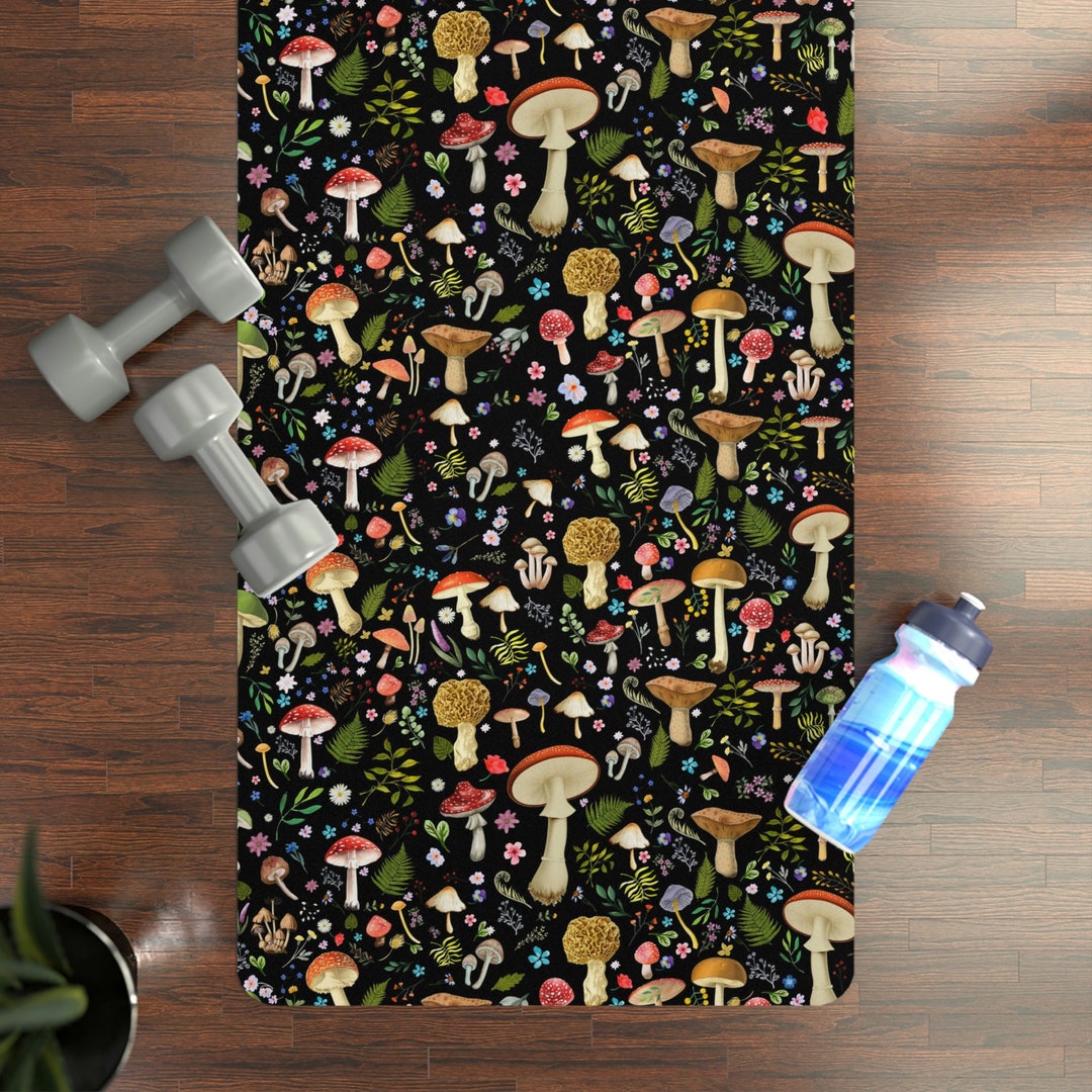 Mushroom Yoga Mat Rubber Yoga Mat Cottagecore Yoga Mat Witchy Yoga Mat ...