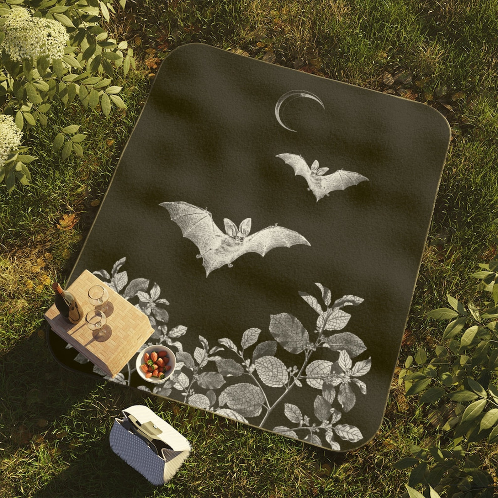 Goth Bats Picnic Blanket Witchy Picnic Blanket Gothic - Etsy