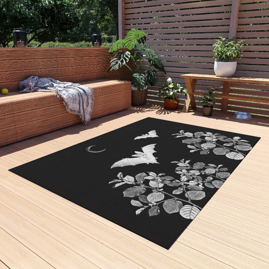 Bat and Moon Area Rug for Indoor or Outdoor Use With No Skid Polyester ...