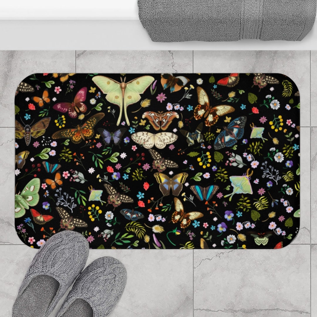 Butterfly Bath Mat Butterfly Aesthetic Cottagecore Bath Mat Cottagecore ...