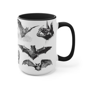 Bat Mug 15 Oz Mug Vintage Bat Mug Gothic Bat Vampire Bat Dark Academia ...