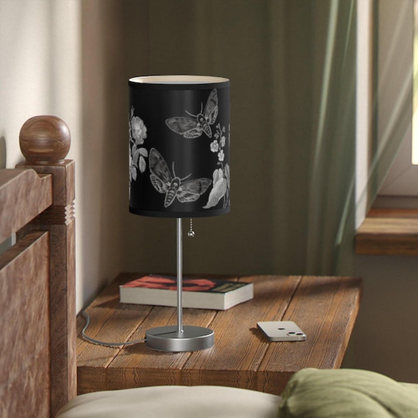 Goth Moth Lamp Goth Desk Lamp Moths Bedside Lamp | Etsy