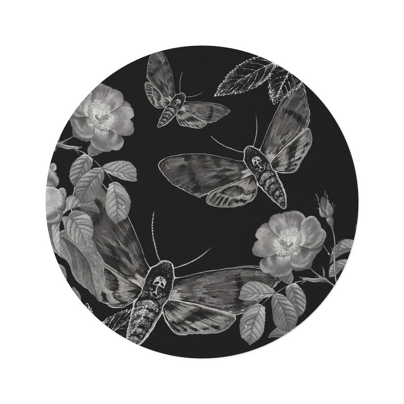 Goth Moth Rug Round Moth Rug Round Gothic Rug Witchy - Etsy