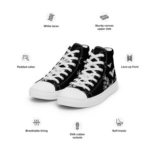 Goth Bat Shoes Women's High Top Sneakers Goth Shoes Witchy Shoes Goth ...