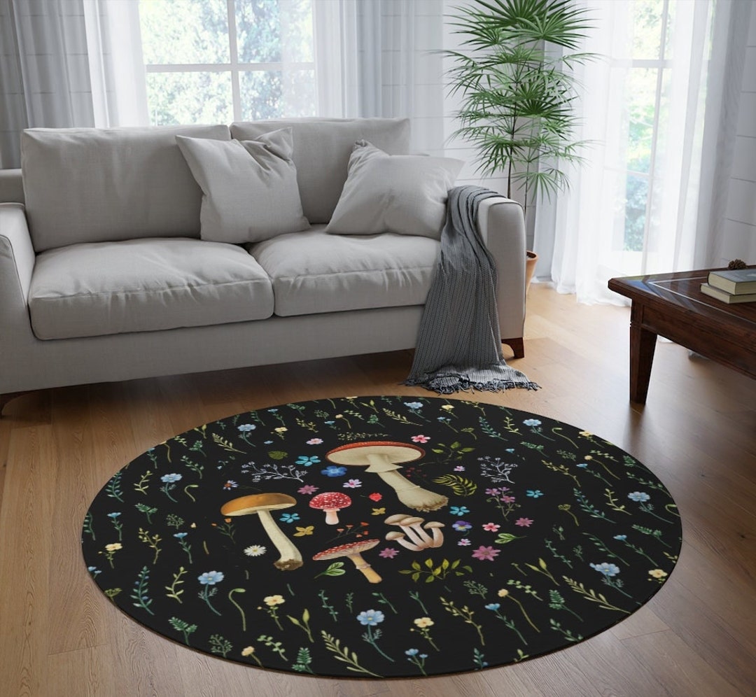 Mushroom Rug Round Mushroom Rug Fairy Ring Rug Witchy Round Rug ...