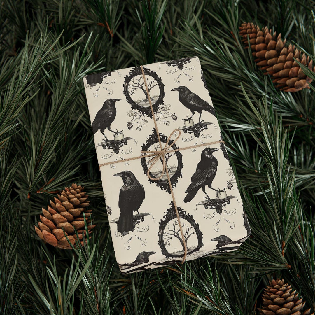 Goth Crow Gift Wrap Victorian Crow Wrapping Paper Gothic Raven Gift ...