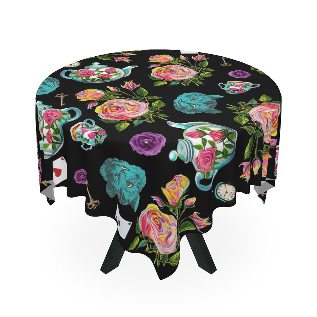 Goth Tea Tablecloth Gothic Alice in Wonderland Inspired Tablecloth ...