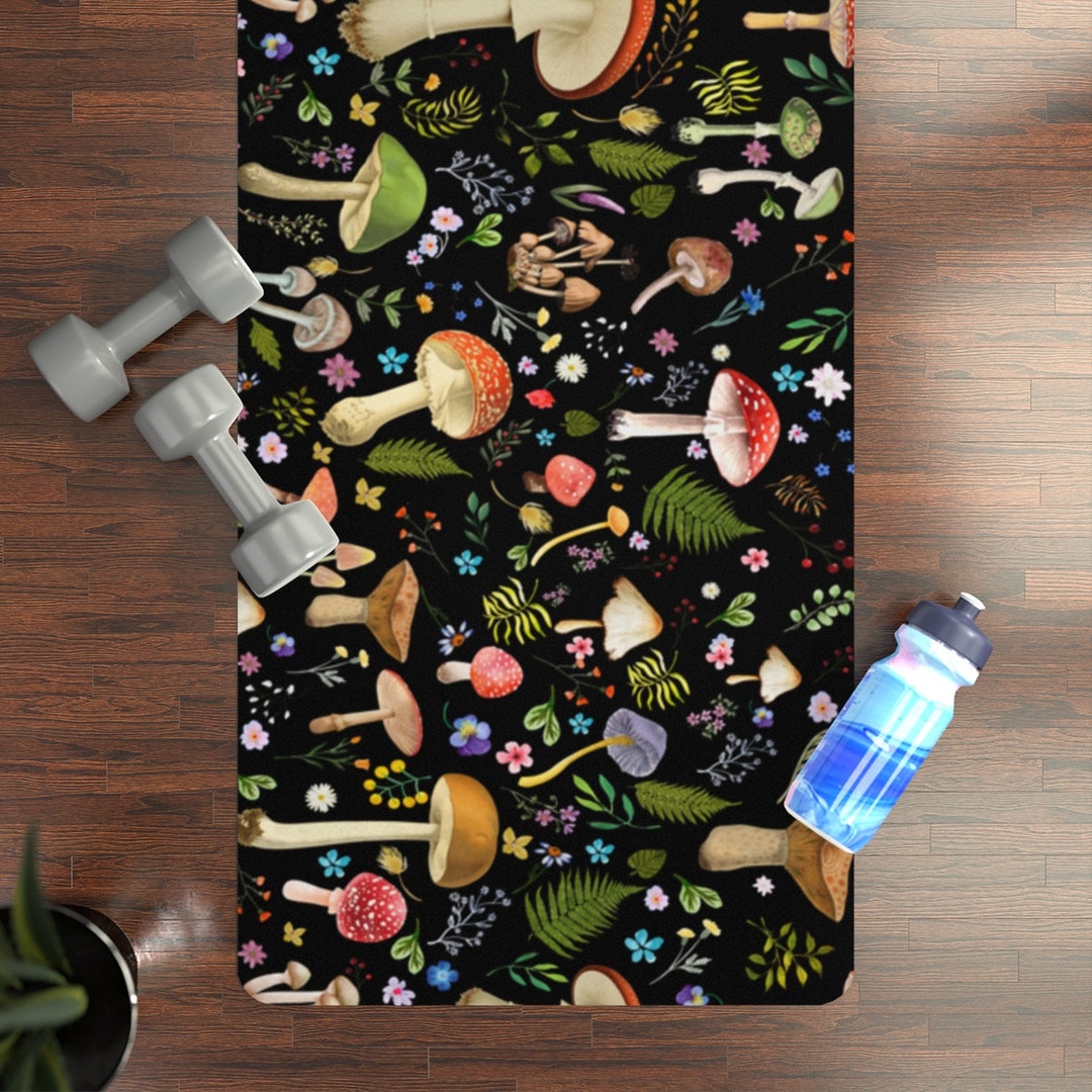 Mushroom Yoga Mat Rubber Yoga Mat Cottagecore Yoga Mat Witchy Yoga Mat ...