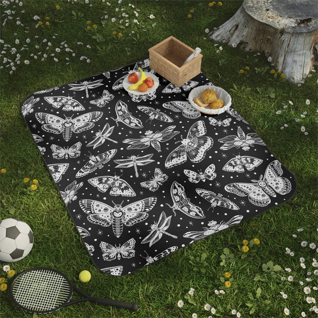 Goth Moths Picnic Blanket | Witchy Picnic Blanket | Gothic Picnic ...