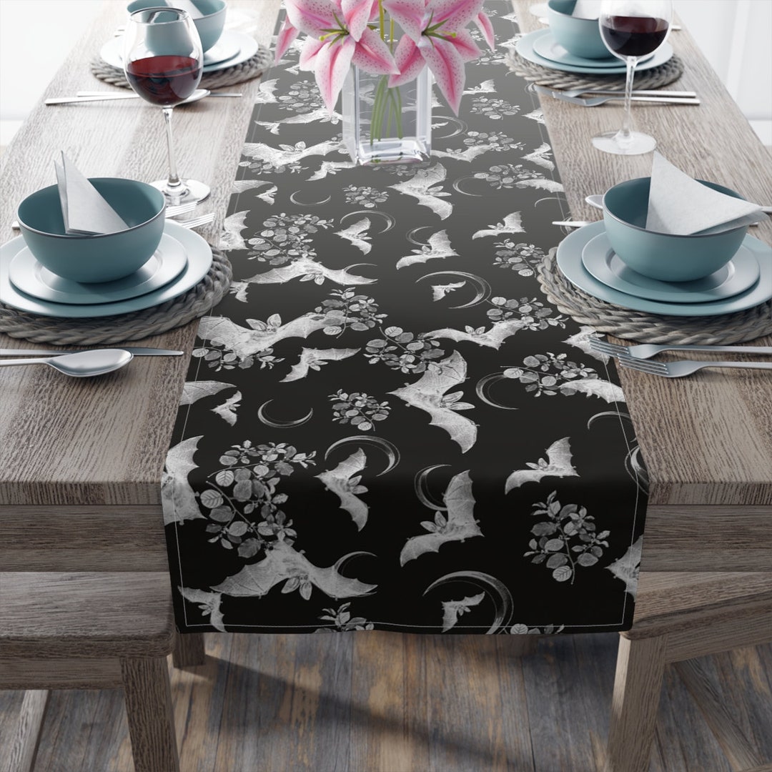 Goth Bat Table Runner Bat and Moon Table Vampire Bat Table Runner Goth ...