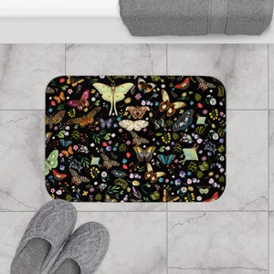 Butterfly Bath Mat Butterfly Aesthetic Cottagecore Bath Mat Cottagecore ...