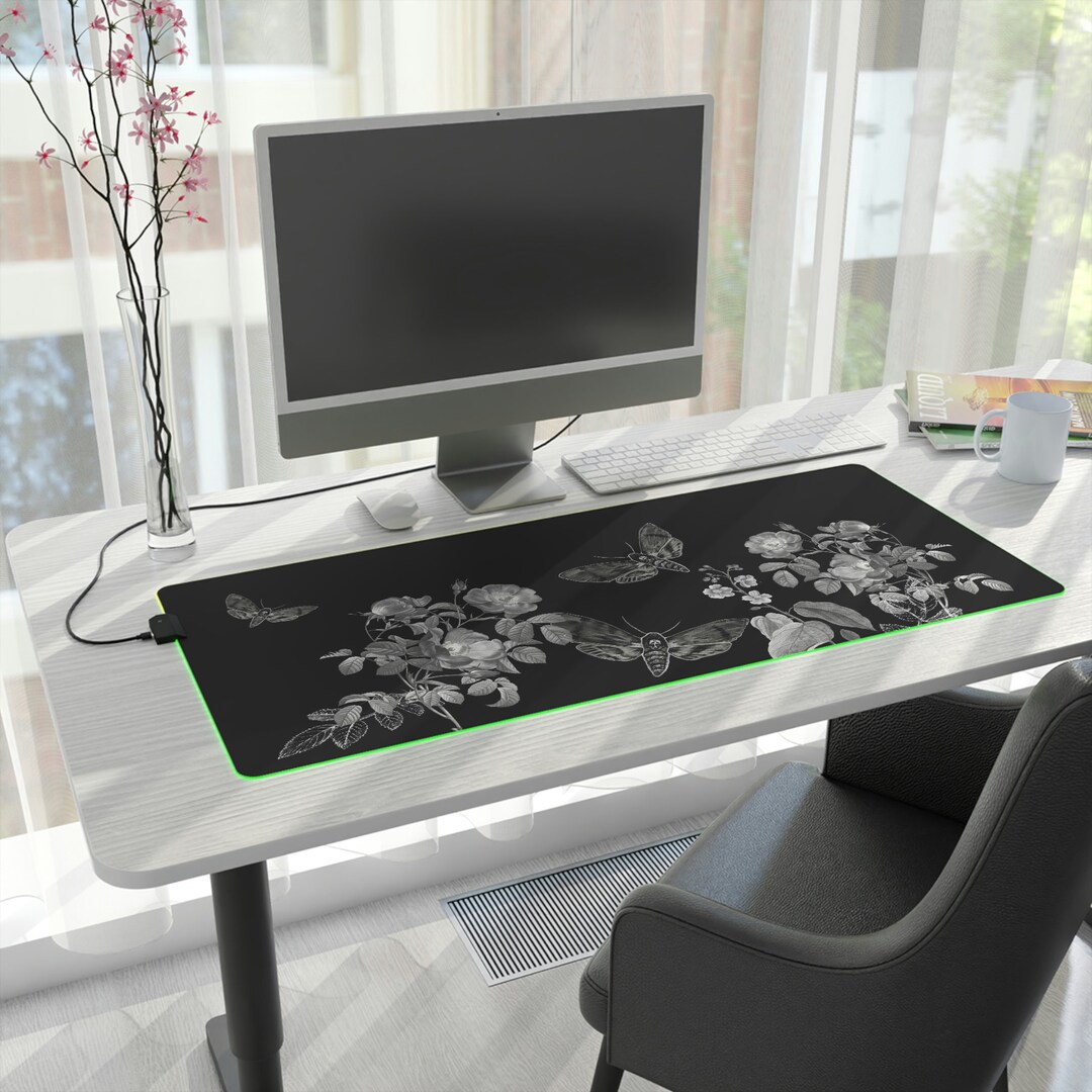 Goth Moth LED Gaming Mouse Pad Goth Moth LED Gaming Desk Pad Light-up ...
