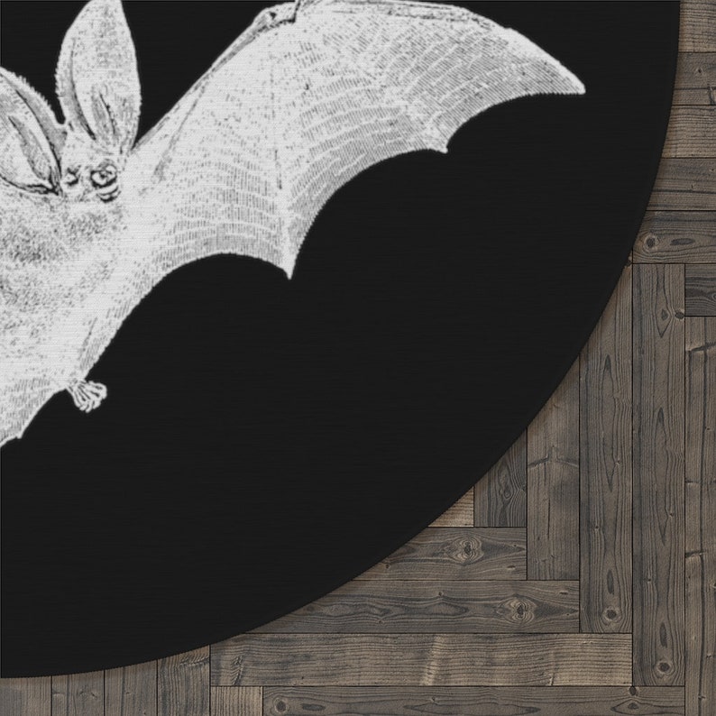 Goth Bat Rug Round Bat and Moon Rug Round Gothic Rug - Etsy