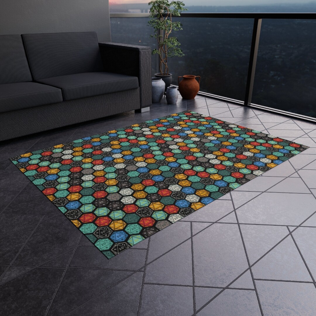 Dnd Dice Area Rug Gamer Area Rug Indoor Outdoor Rug Geometric Pattern ...