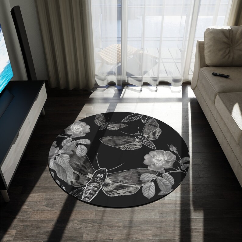 Goth Moth Rug Round Moth Rug Round Gothic Rug Witchy - Etsy