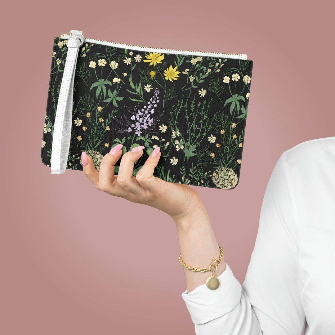 Wildflower Clutch Bag Woodland Aesthetic Clutch Bag Floral Zipper Bag Wildflower Wristlet Floral ...