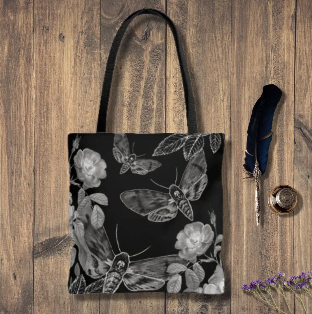 Gothic Moth Tote | Goblincore | Goth | Moths | Biology Nature Lover ...