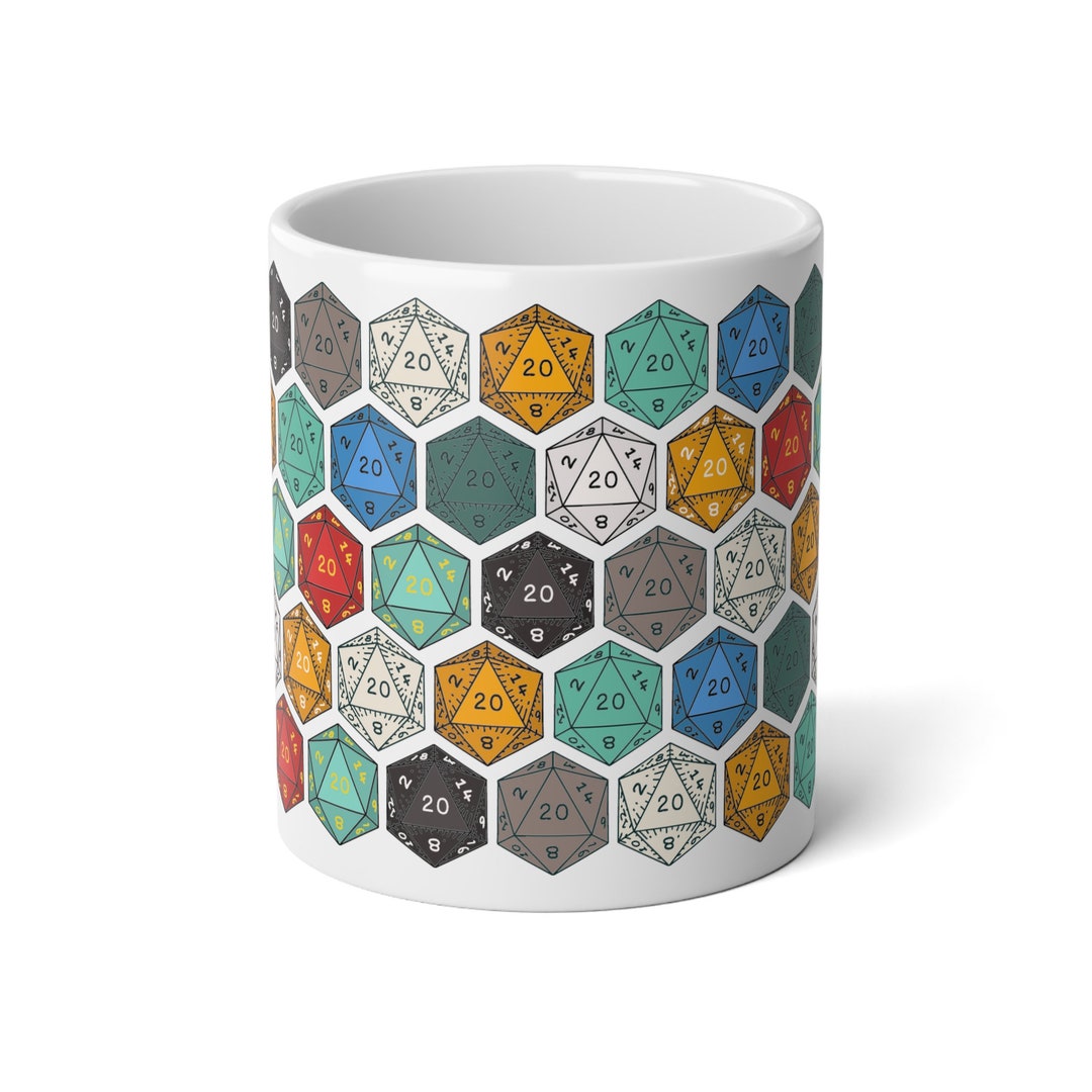 Dnd Jumbo Mug Dungeons & Dragons Dice Pattern 20 Oz Mug Dnd Coffee Cup ...