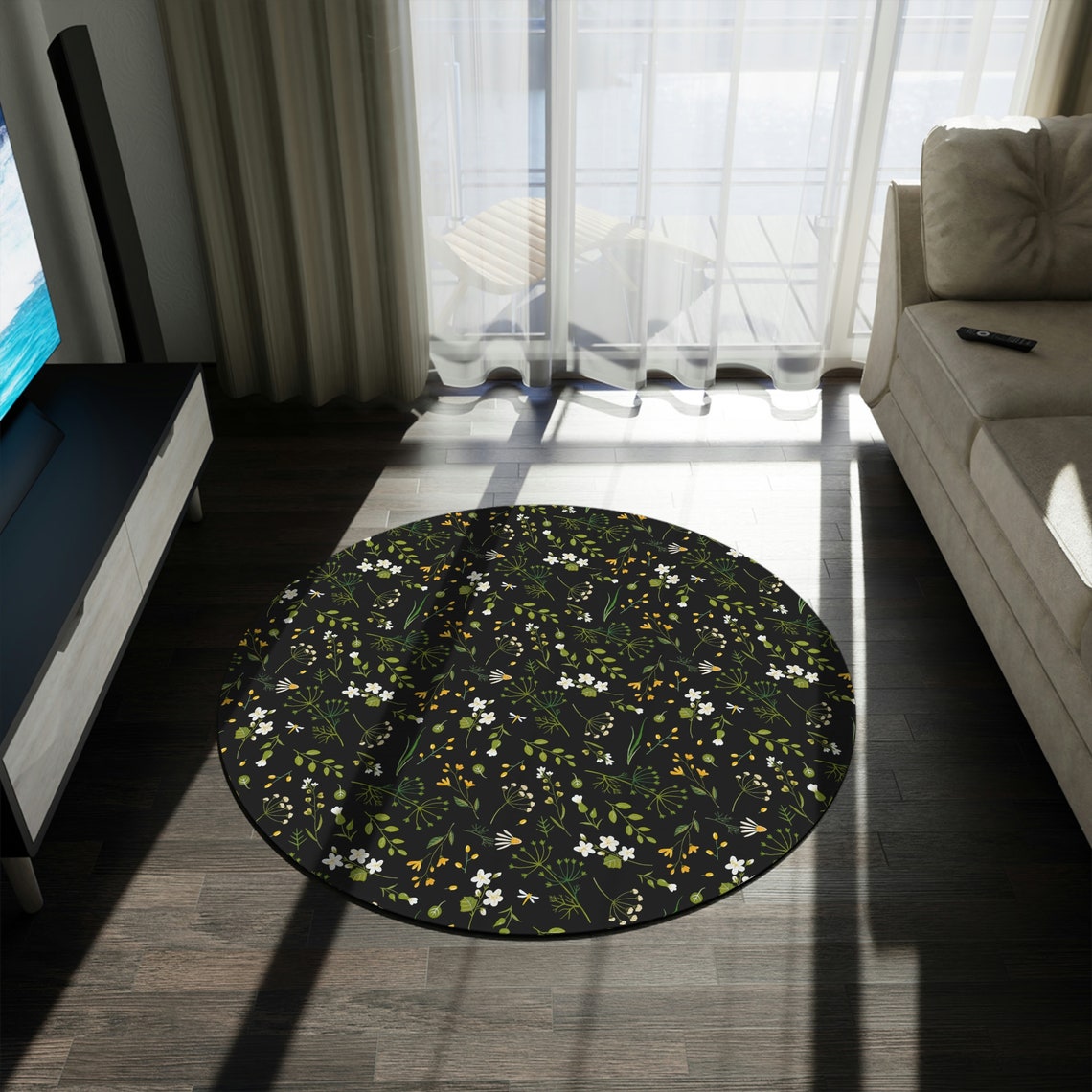 Woodland Floral Rug Round Wildflower Rug Round Floral Rug - Etsy