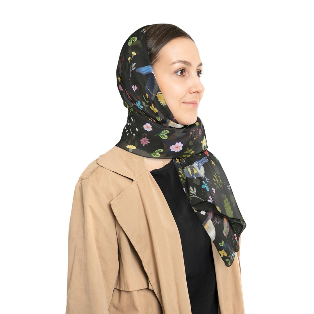 Bird Lover Poly Chiffon Scarf Bird Watcher Poly Voile Scarf Sheer Bird ...