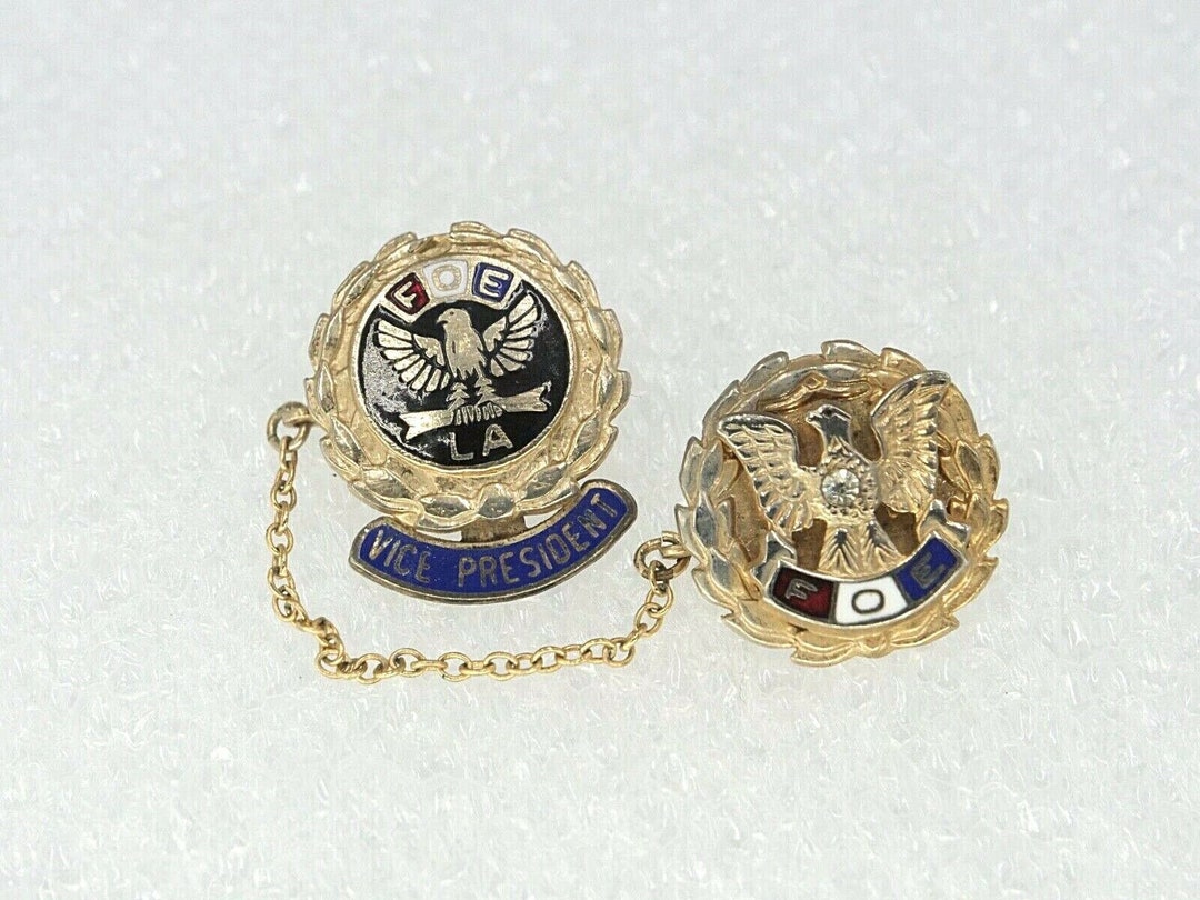 Vtg Fraternal Order of Eagles LA Vice President Double Chained Lapel ...