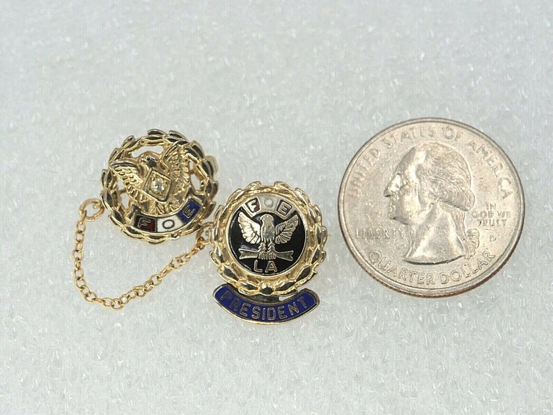 Vintage Fraternal Order of Eagles LA President Double Chained Lapel ...