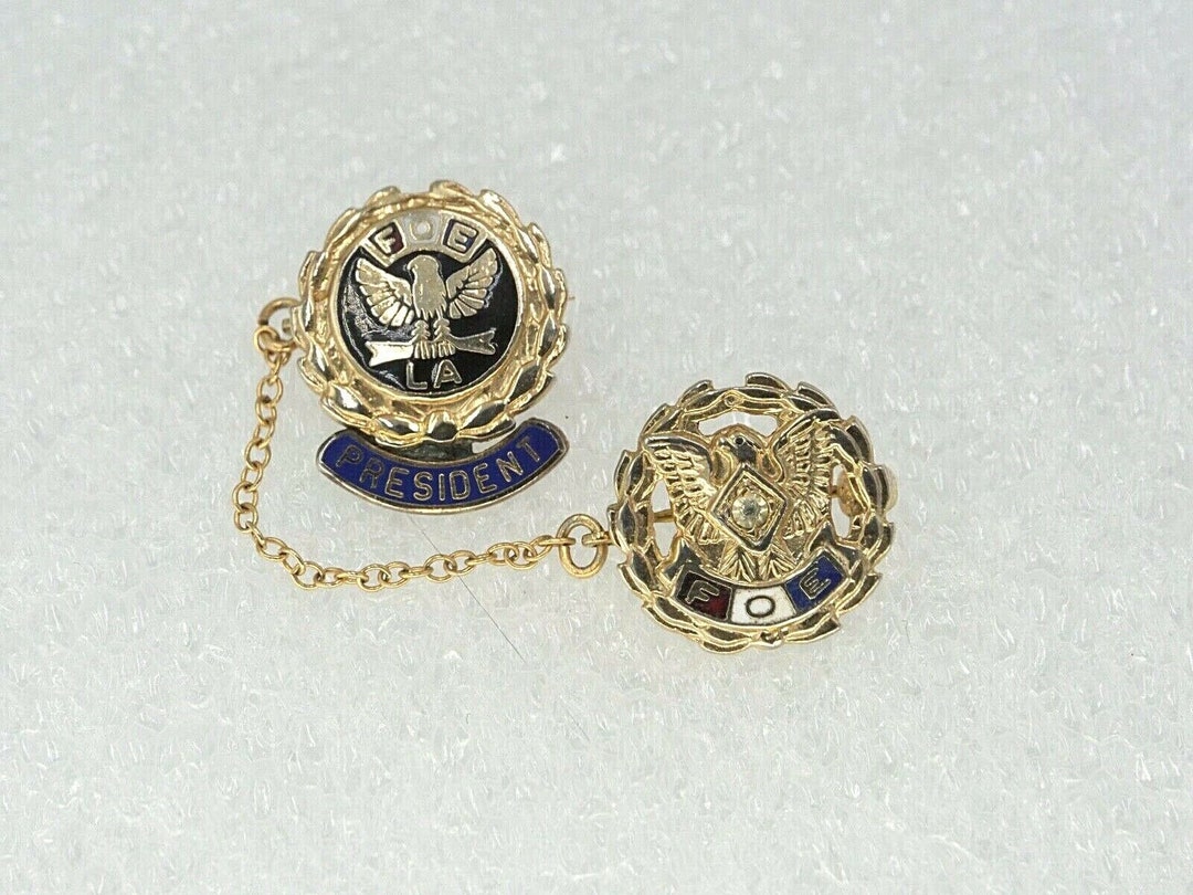 Vintage Fraternal Order of Eagles LA President Double Chained Lapel ...