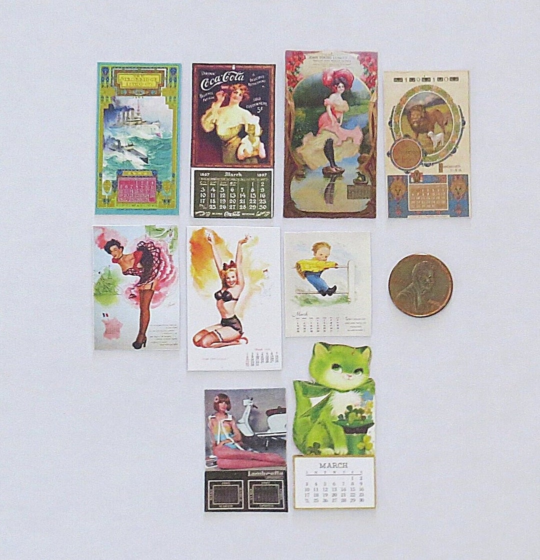 1:12 Mar Apr Calendars 1905-1968, Dollhouse Calendar, Miniature ...