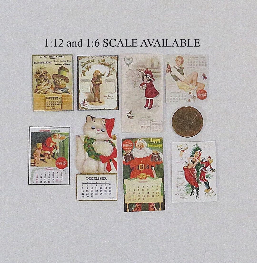 Miniature Christmas Calendar, Christmas Miniatures Dollhouse, Dollhouse Accessories, Miniature ...