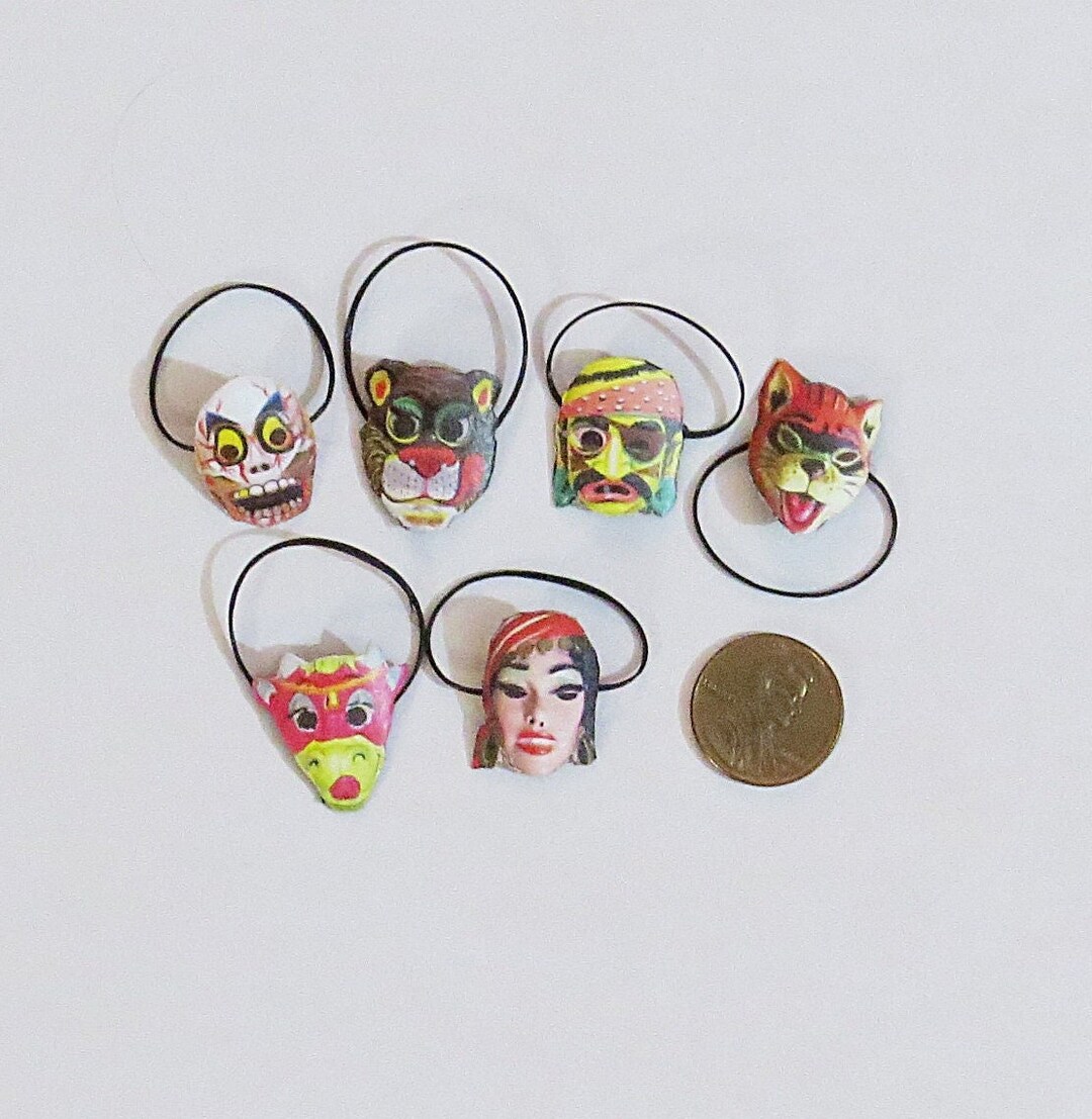 Miniature Halloween Mask, Pirate, Skeleton, Skull, Dollhouse Halloween ...